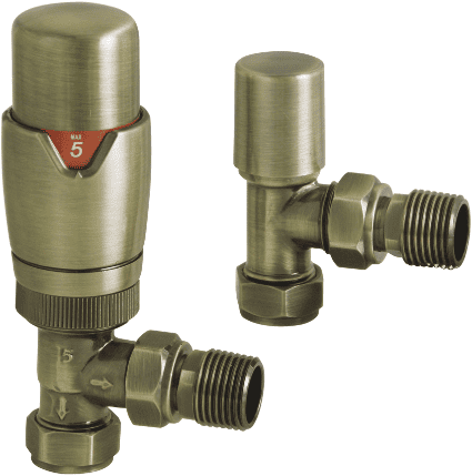 Harmoni Thermostatic Angled Valve Pack - Brushed Brass - Heater Shop