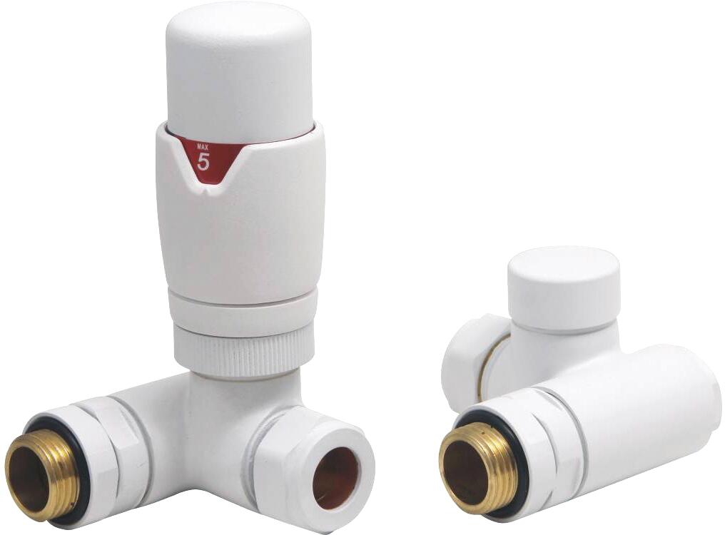 Harmoni TRV Dual Fuel Manual Element Corner Valves - White - Heater Shop