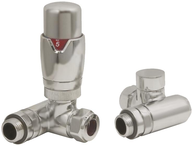 Harmoni TRV Dual Fuel Element Corner Valves - Brushed Nickel - Heater Shop