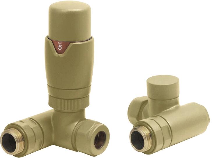 Harmoni TRV Dual Fuel Element Corner Valves - Brushed Brass - Heater Shop