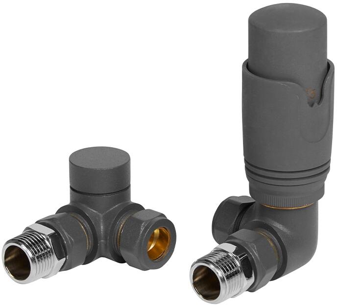 Towelrads Anthracite Corner TRV with Lockshield - Heater Shop