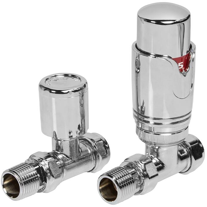 Towelrads Chrome Straight TRV with Lockshield - Heater Shop
