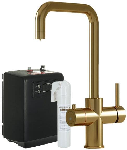 Harmoni Tamu 3 In 1 Brushed Gold Instant Boiling Water Kitchen Tap ...