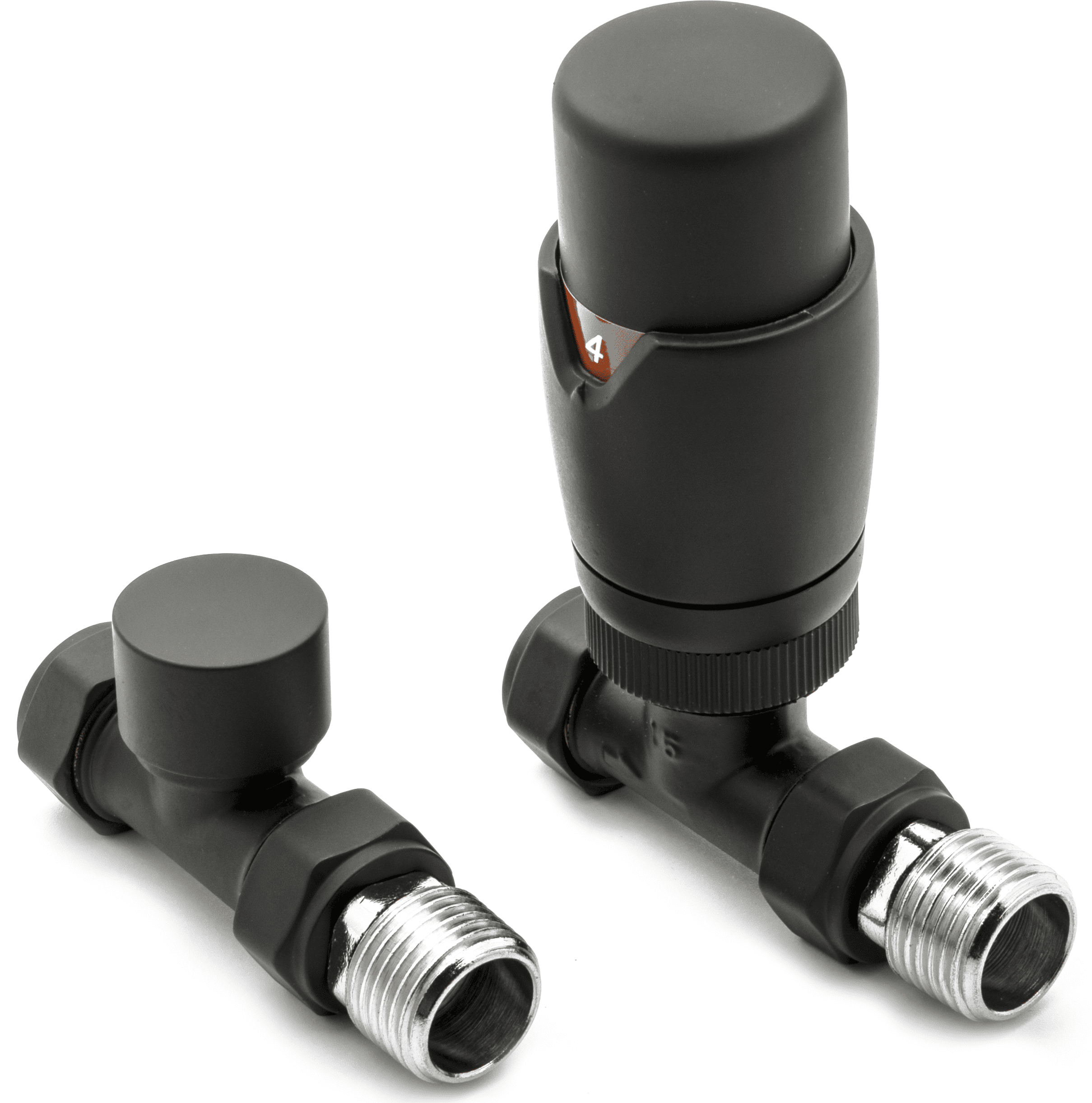 Reina Modal TRV Straight Black with Lockshield - Heater Shop