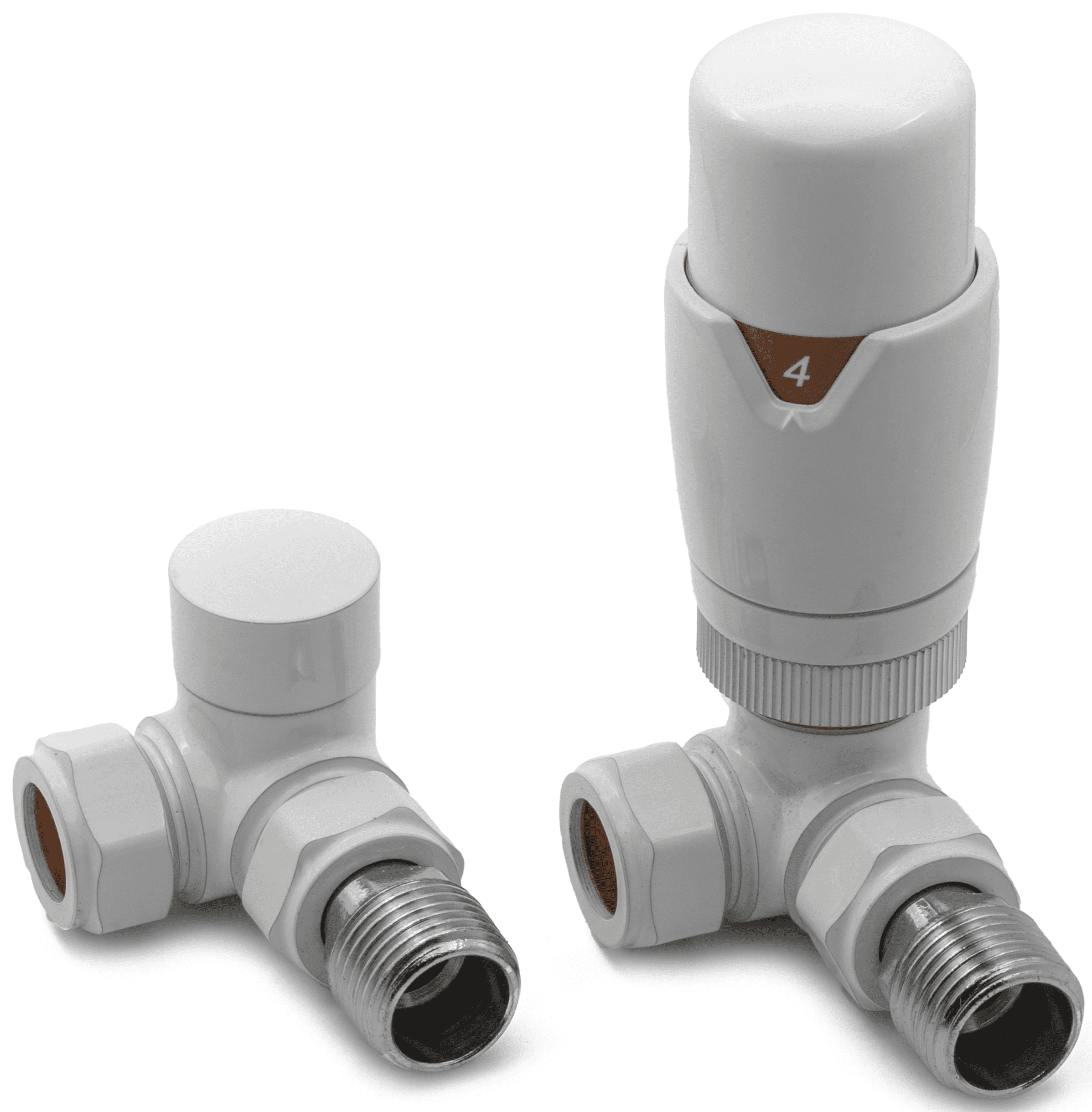 Reina Modal TRV Corner White with Lockshield - Heater Shop