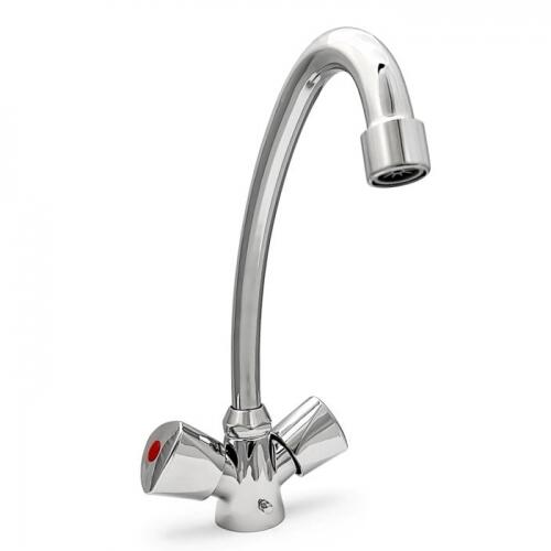 DeXpro Kitchen Swan Neck Style Vented Mixer Tap & Hoses 3/8 Fitting ...